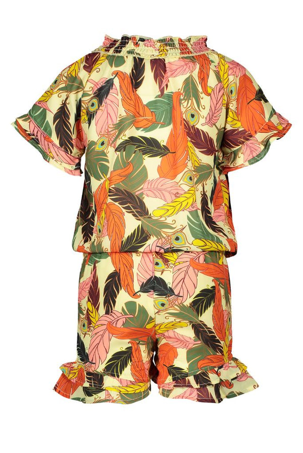 Girls Feather Print Playsuit by Like FLO