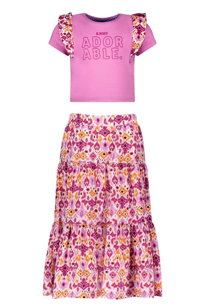 B Nosy Girls Midi Skirt Crop Top Two Piece Set