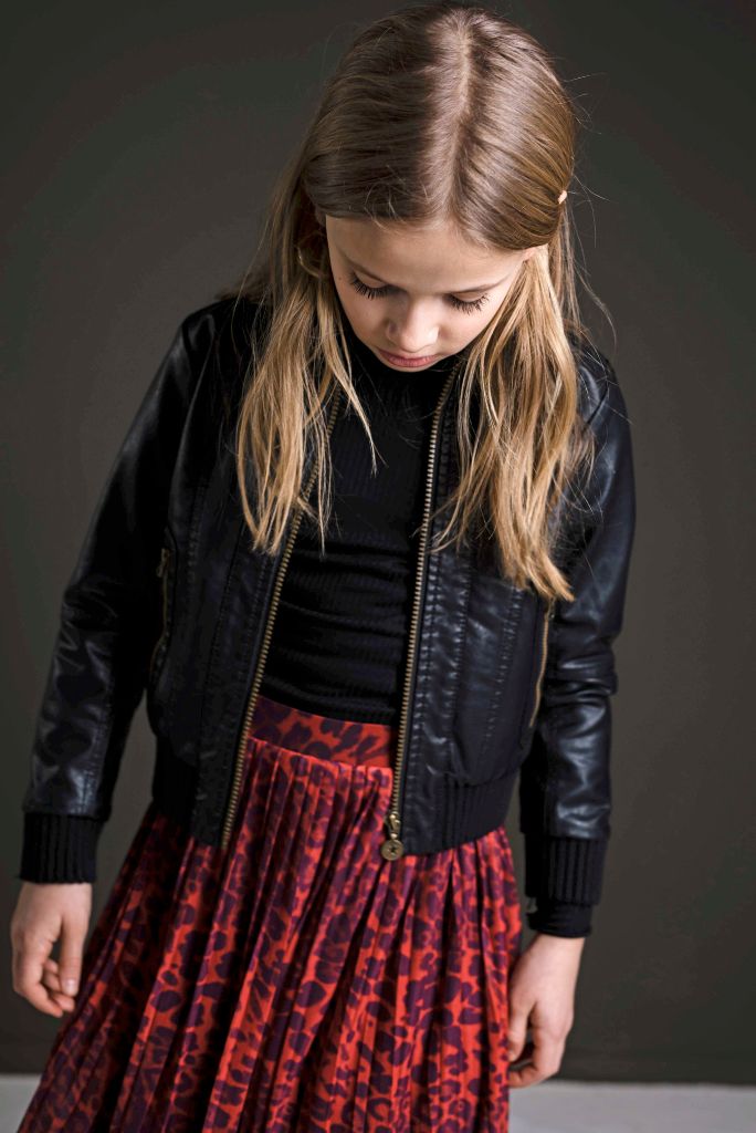 Girls Pleated Maxi Skirt in Red Leopard Print by Like FLO