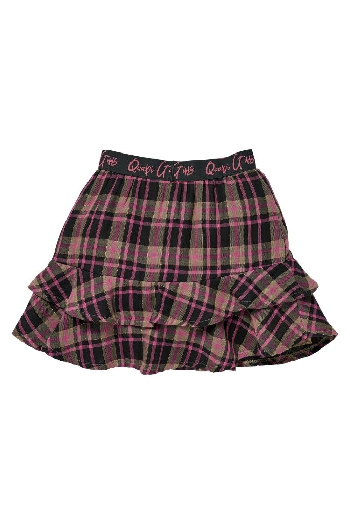 Quapi Girls Kendra Check Ruffle Skirt | Girls Designer Skirt