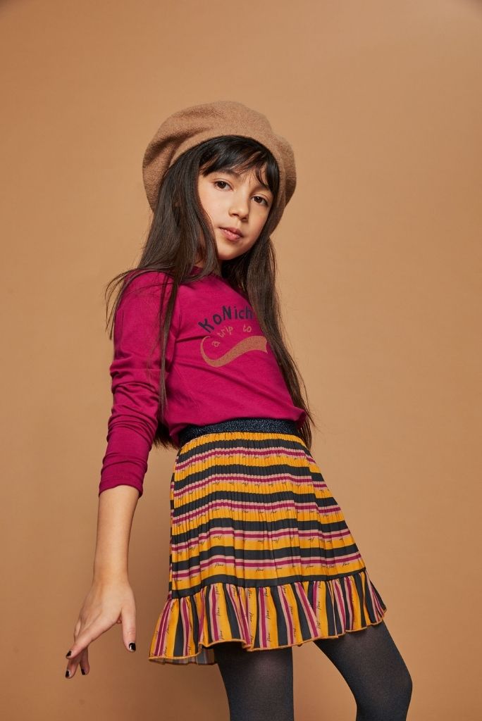 Nono Girls Nona Yellow Stripe Skirt | Kids Designer Skirts